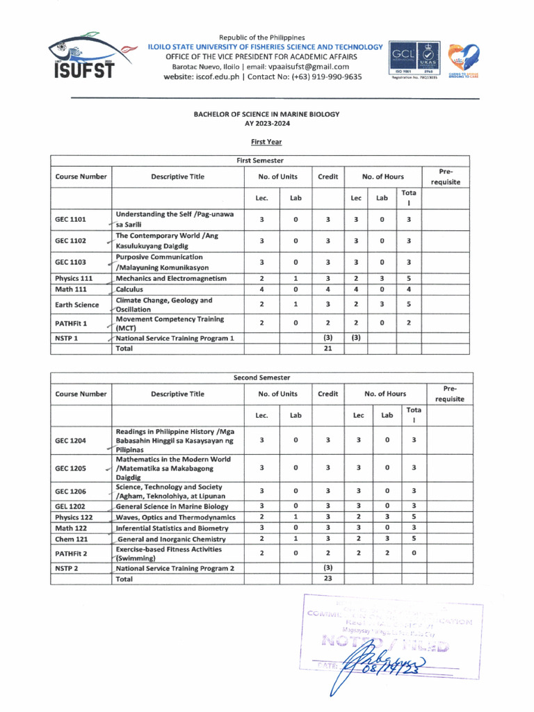 BSMB First and Second Year | PDF