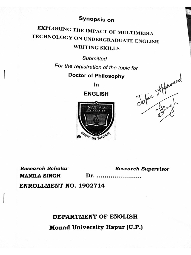 English Synopsis Sample | PDF