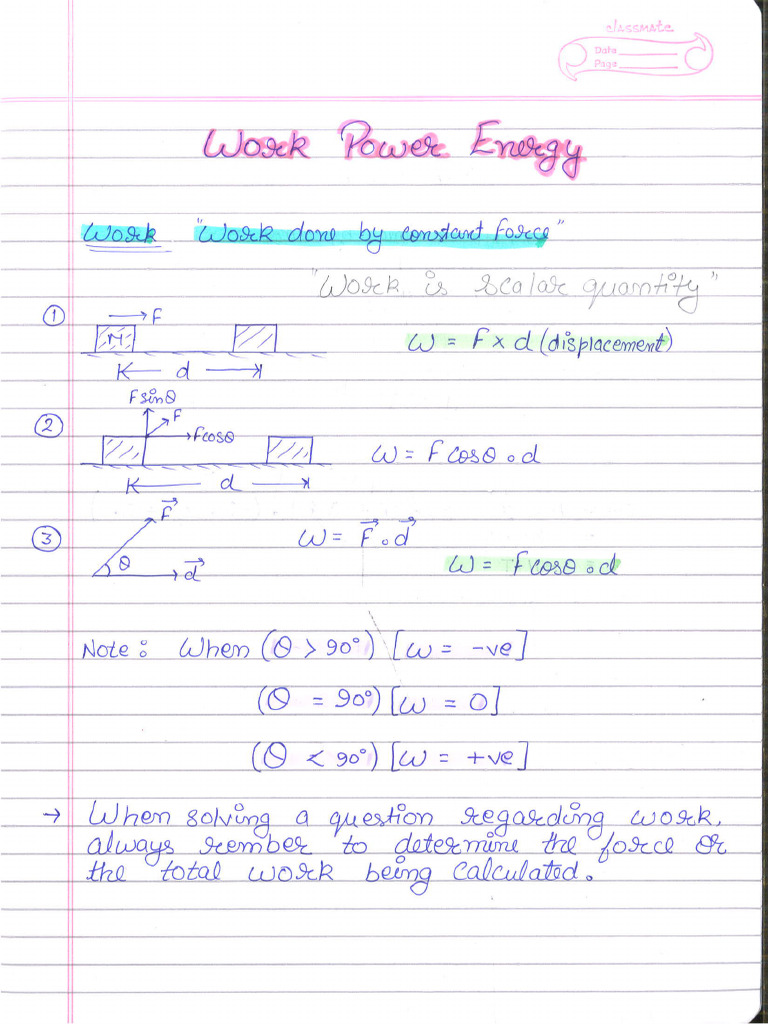 Work Power Energy Class 11th | PDF