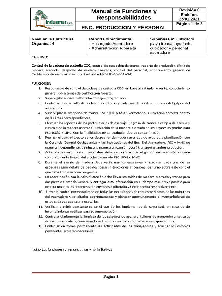 (2) MANUAL DE FUNCIONES ENC_PROD Y PERSONAL | PDF | Consejo de ...