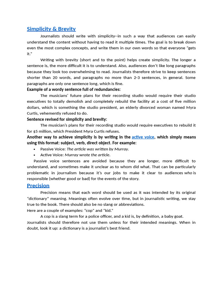 Effective Journalistic Writing Style | PDF