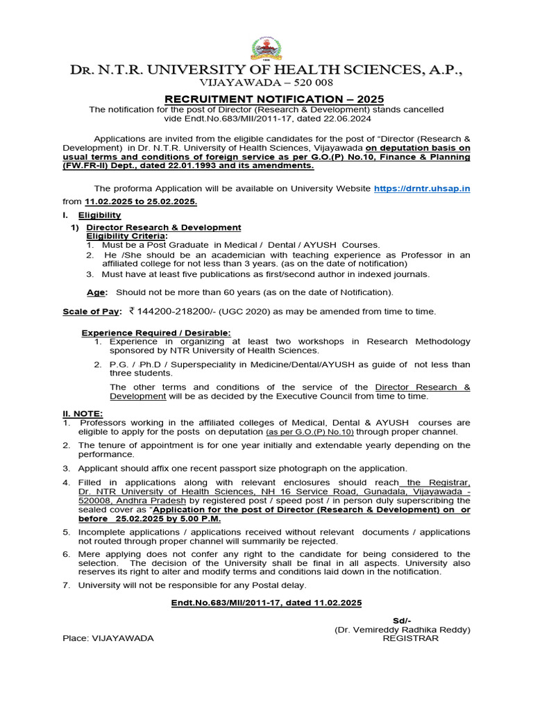 Director R&D Recruitment 2025 | PDF | Government