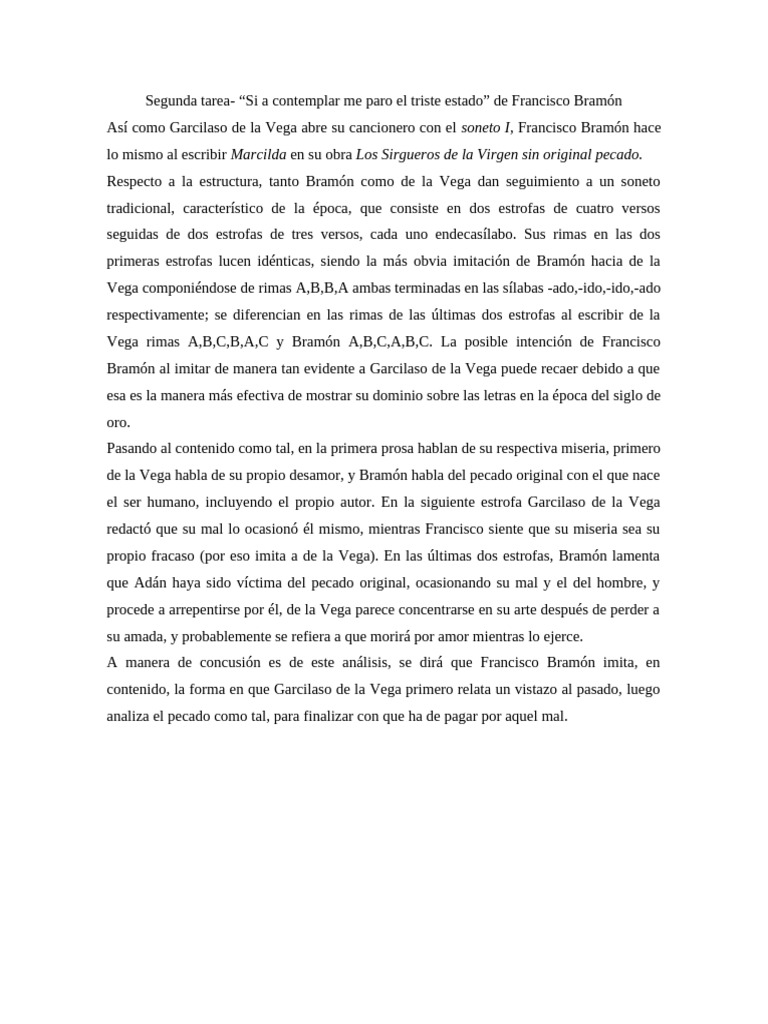 Segunda tarea-“Si a contemplar me paro el triste estado” de Francisco ...