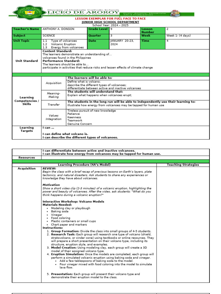 Volcanoes: Types and Eruptions Lesson | PDF | Volcano | Types Of ...