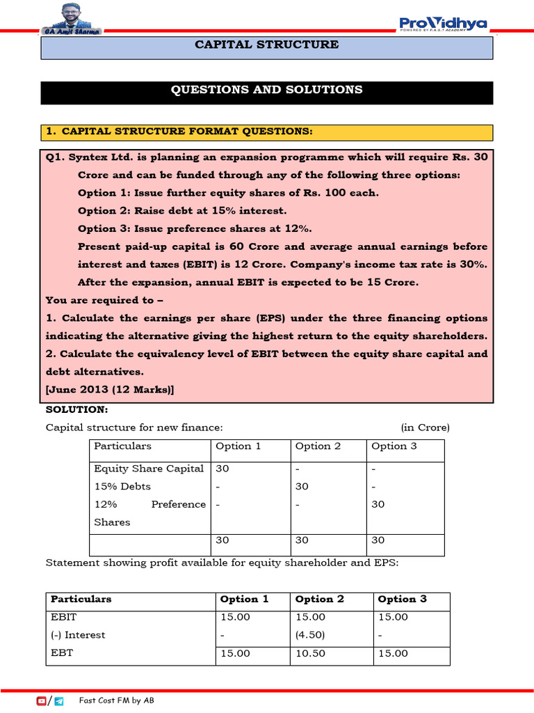 Fm Questions (1) | PDF | Capital Structure | Cost Of Capital
