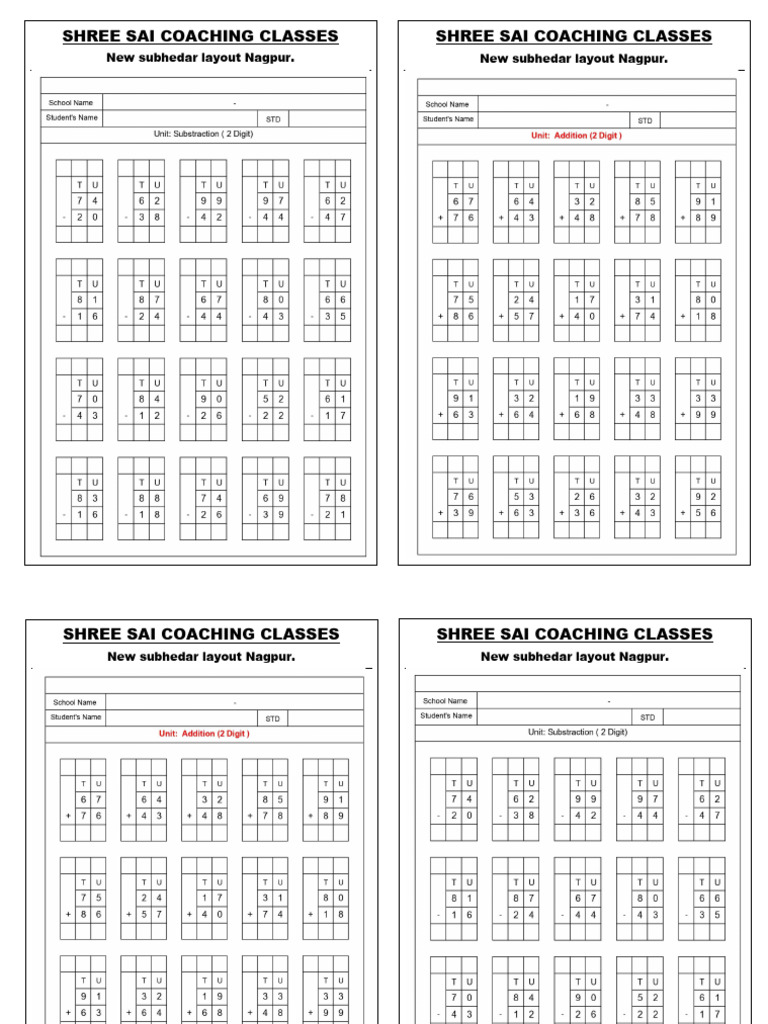 Complex 2 Digit Addition Substraction | PDF