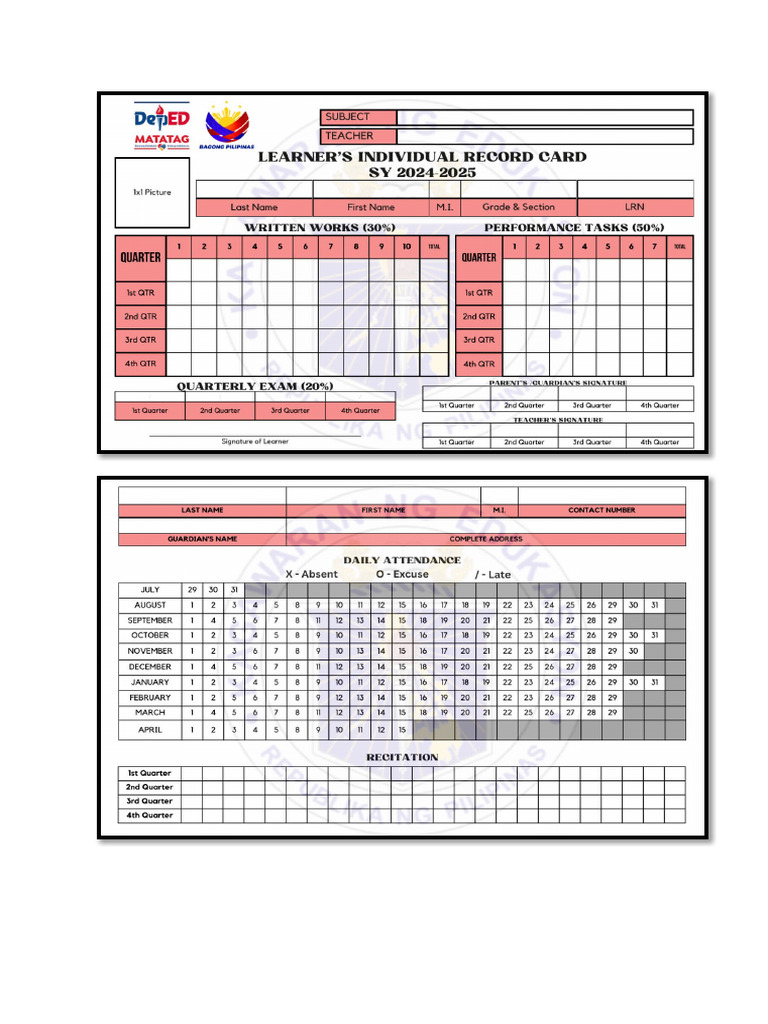 Learner's Individual Record Card | PDF