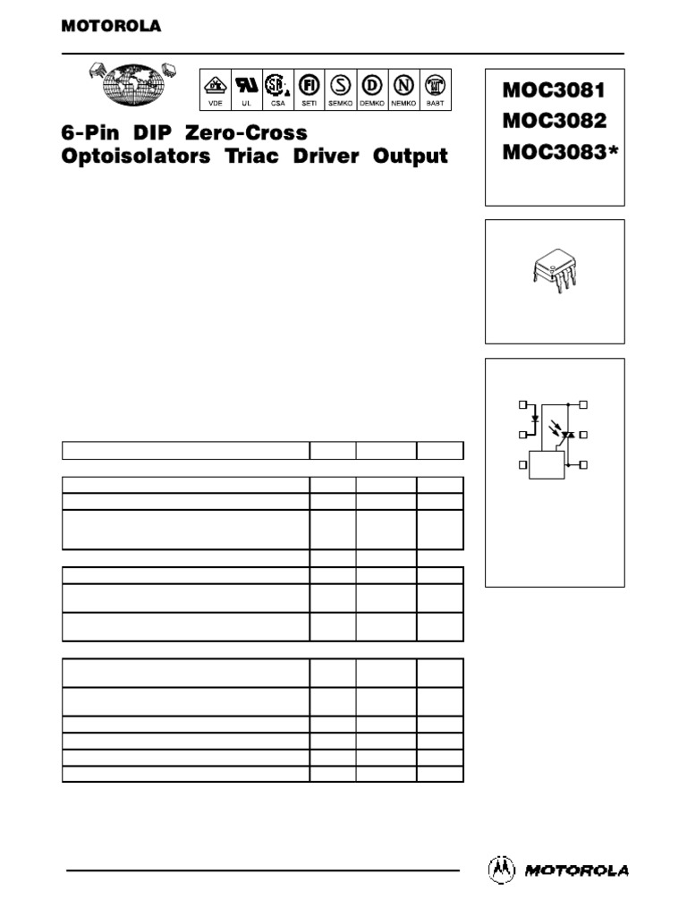 MOC3081 Datasheet | PDF | Relay | Electrical Components