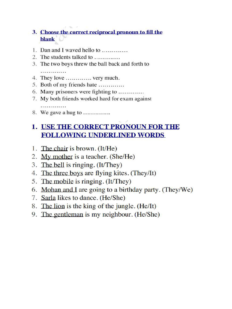 Pronouns Grade 6 | PDF