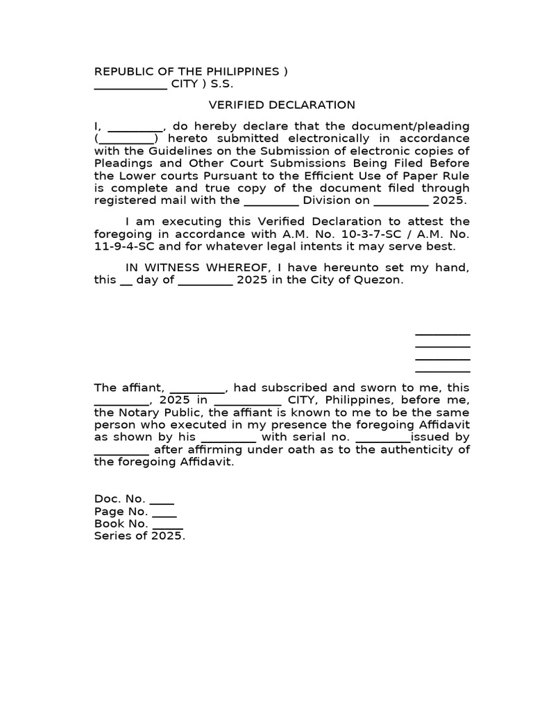 Verified Declaration for Court Submission | PDF