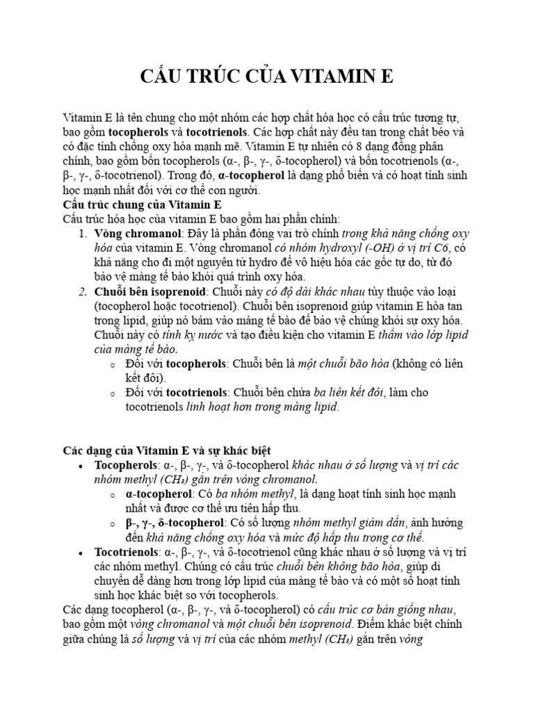 Cấu Trúc Của Vitamin e | PDF