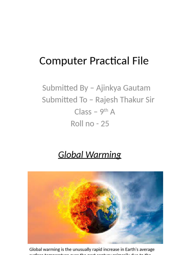Computer Practical File - Global Warming | PDF