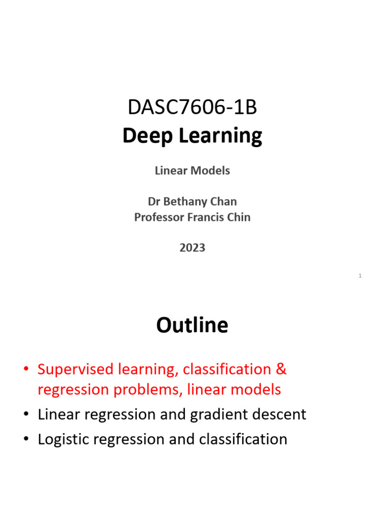 01B DL2023 LinearModels | PDF | Statistical Classification | Logistic Regression