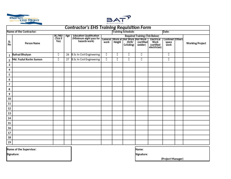 Training Requisition Form BAT | PDF