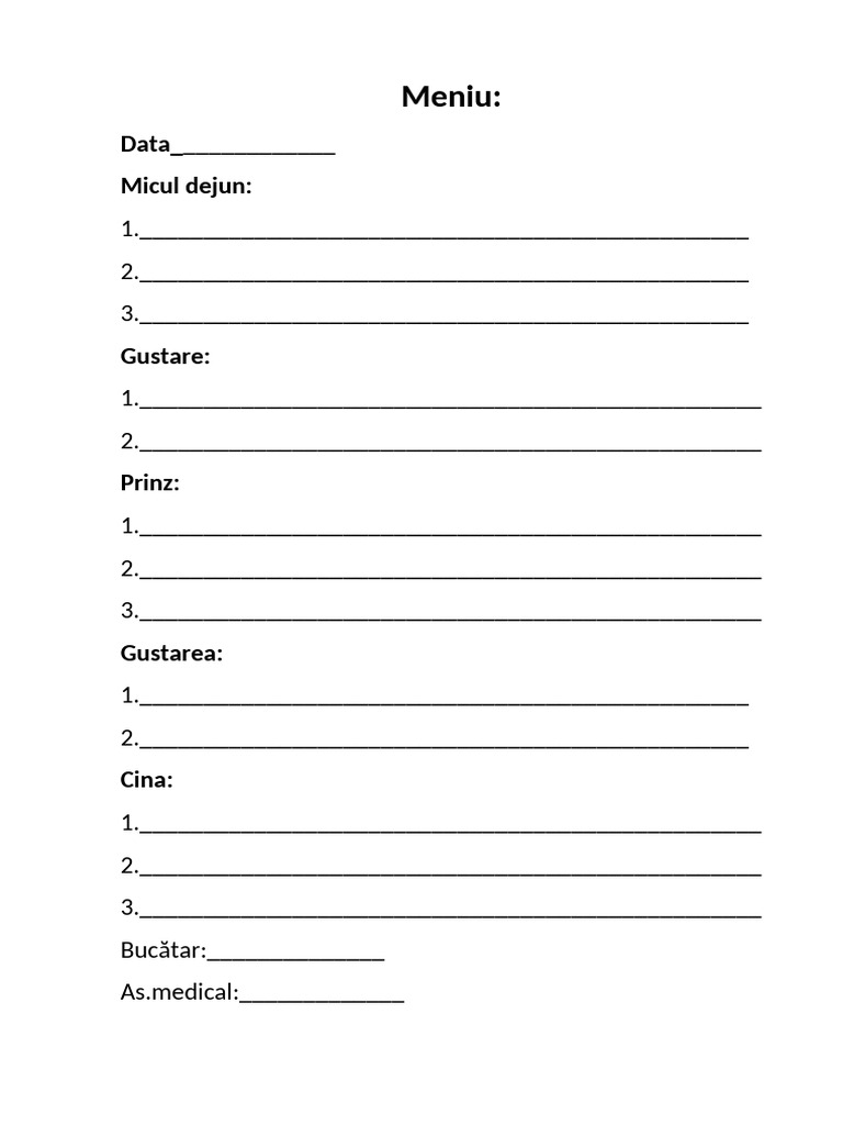 Model de Meniu | PDF