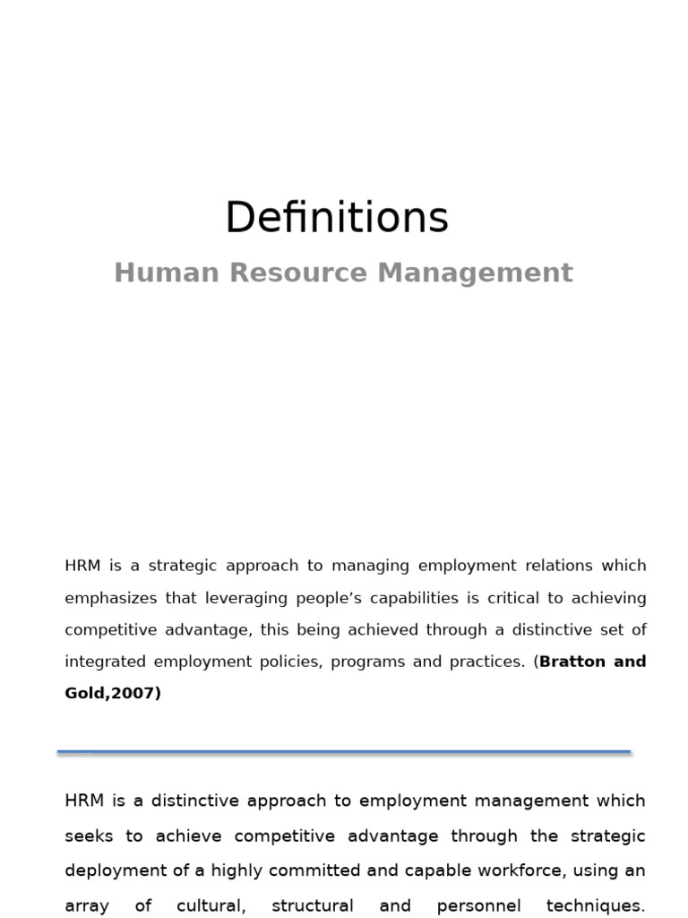 Key Definitions of Human Resource Management | PDF