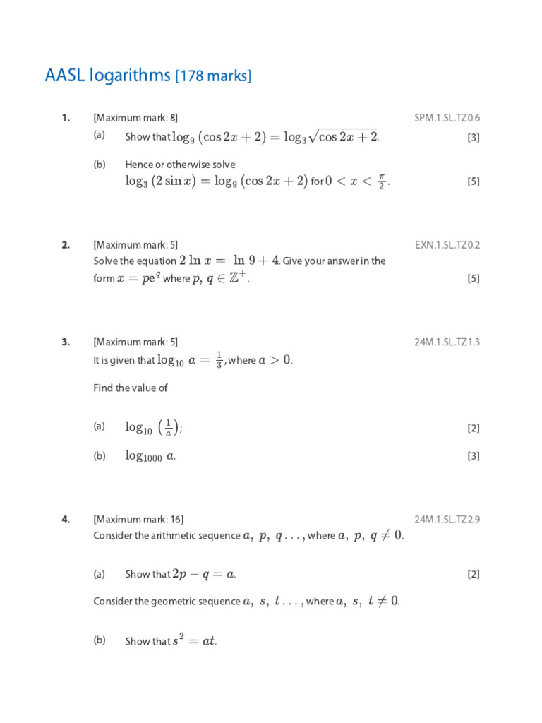 AASL logarithms | PDF | Logarithm | Function (Mathematics)