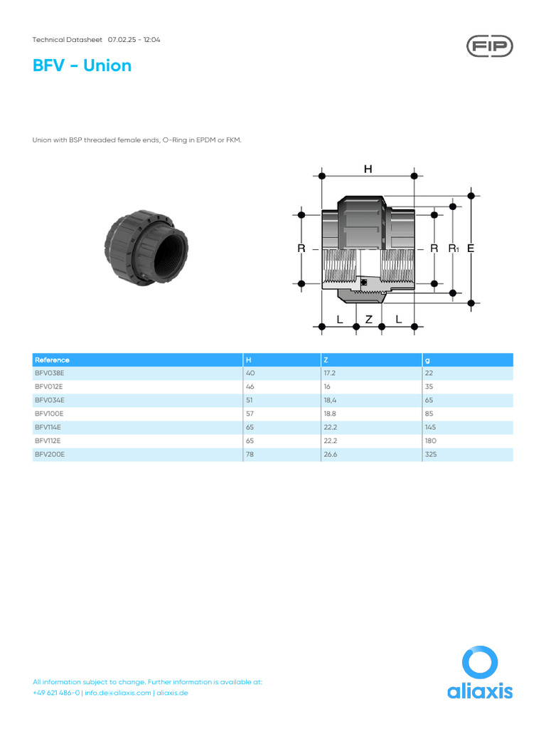fip-data-sheet-bfv---union | PDF