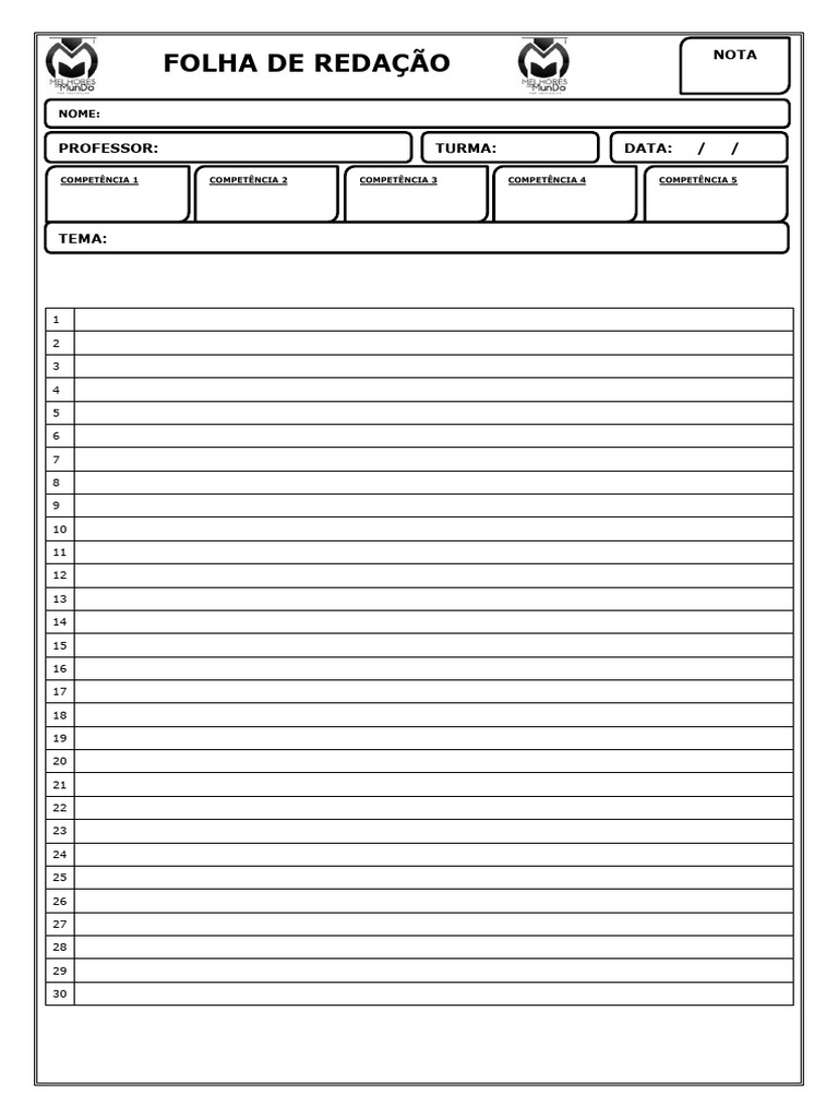 Folha de Redação para Impressão PDF | PDF