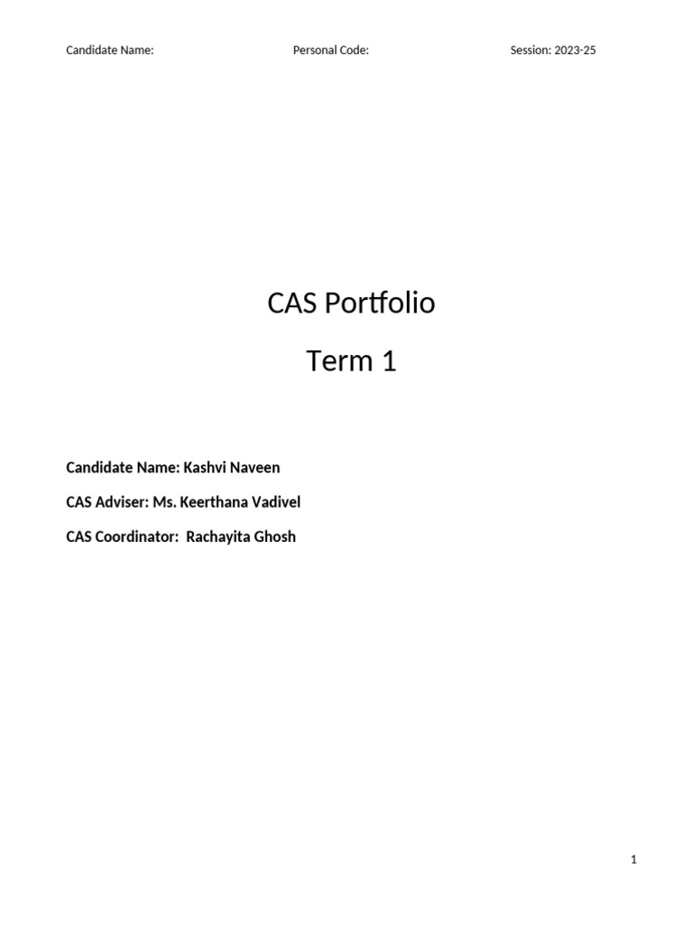 CAS Term 1 Portfolio Template | PDF | Camera | Cricket