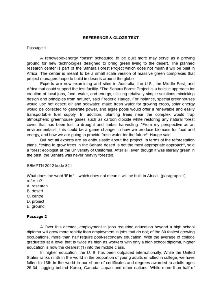 Soal_ Reference & Cloze text_snbt | PDF | Tooth Enamel | Tooth