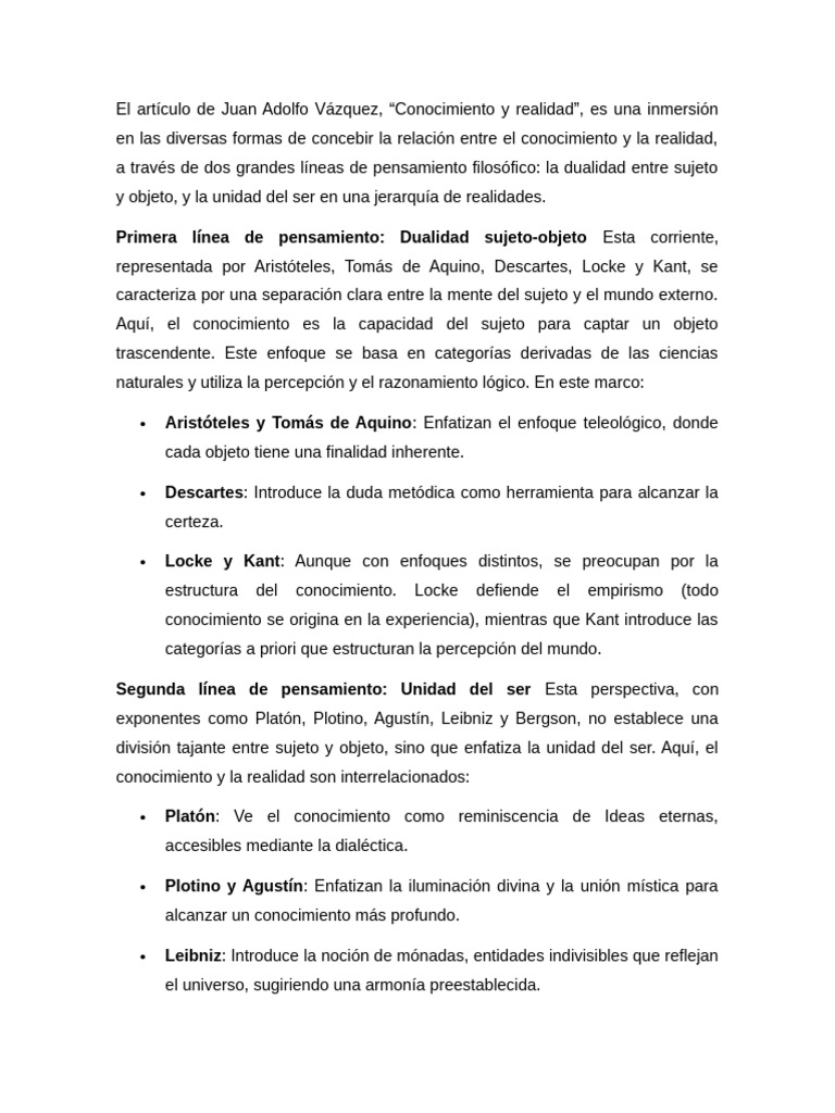 Conocimiento y Realidad | PDF | Platón | René Descartes