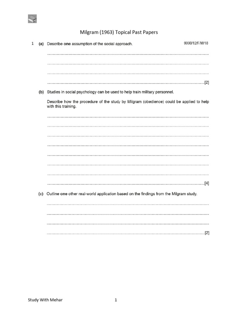 Milgram Study Past Papers Guide | PDF