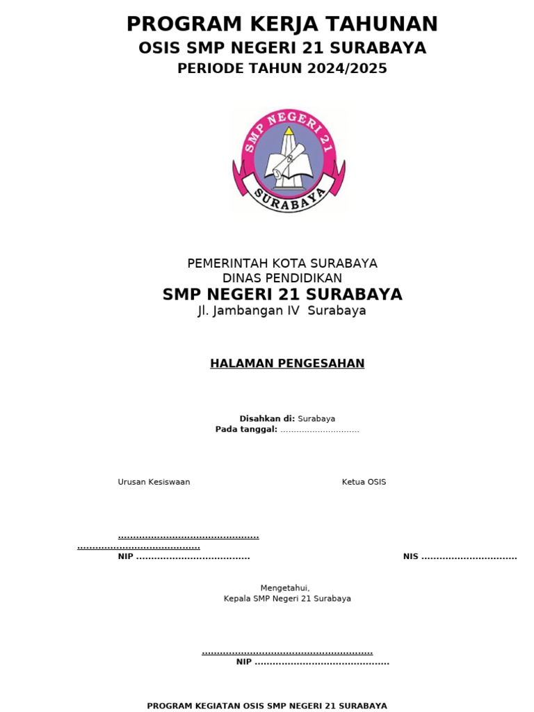 Format Tugas Proker Osis | PDF