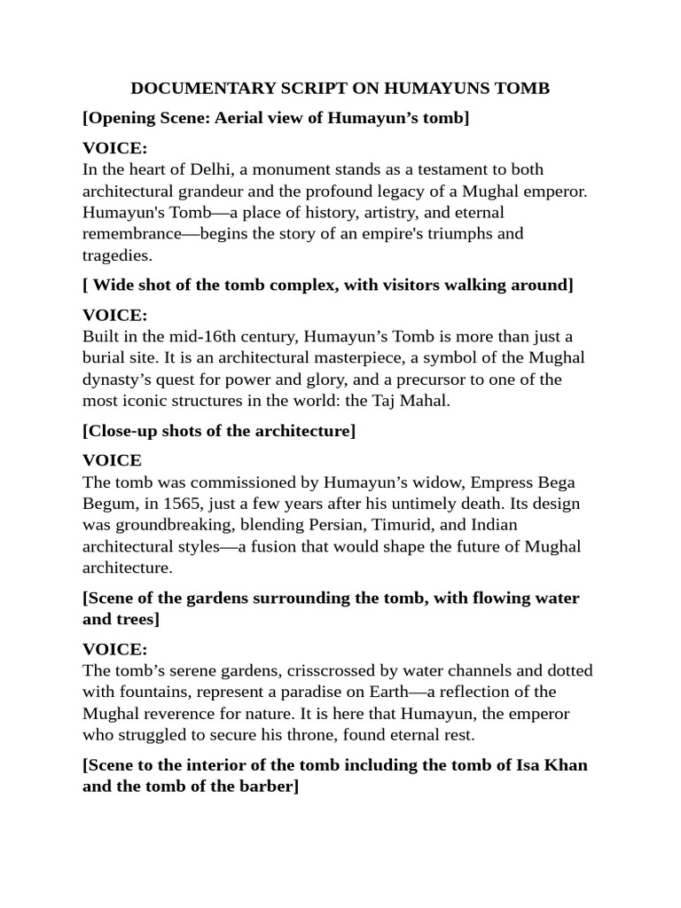 Documentary Script Humayun | PDF