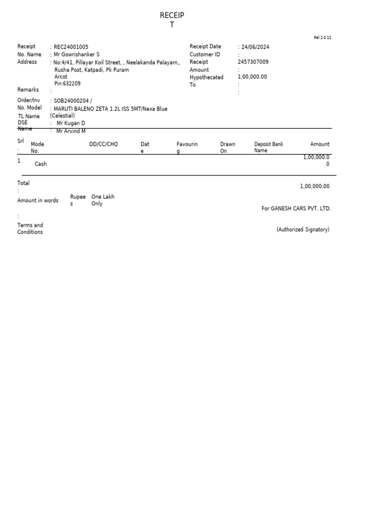 Gowri Rec Cash | PDF