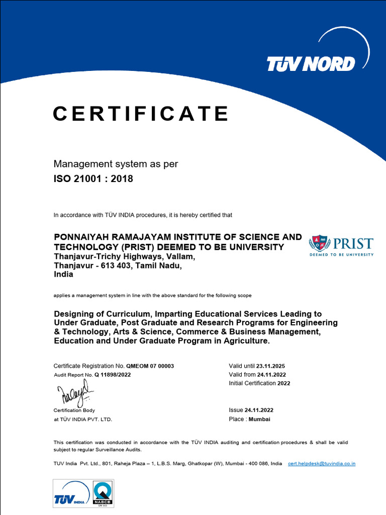 ISO TUV Certificate Recognition | PDF