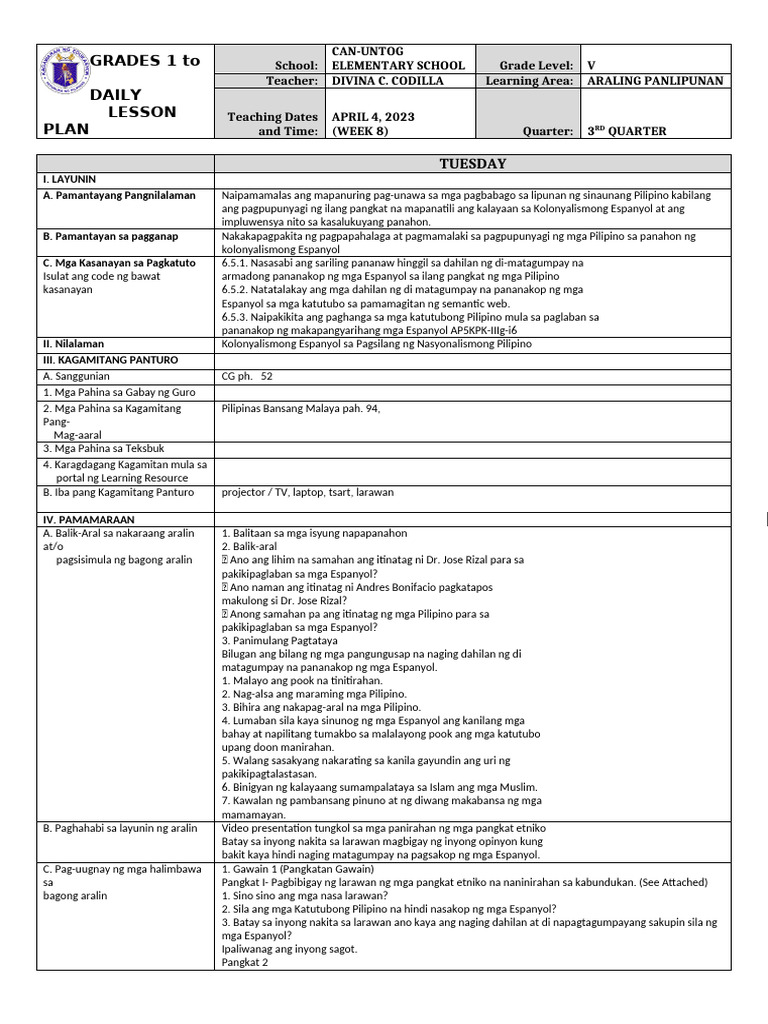 DLP_ARALING PANLIPUNAN 5_Q3_W8-D2 | PDF