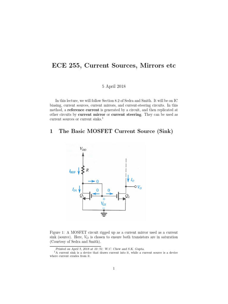MOSFET and BJT Current Mirrors | PDF | Field Effect Transistor | Mosfet