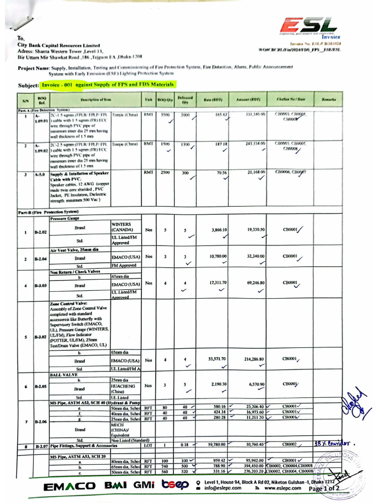 Emaco First Invoice | PDF