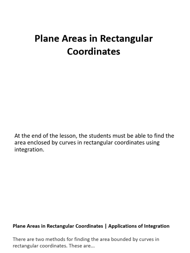 Area Calculation in Rectangular Coordinates | PDF | Area | Integral