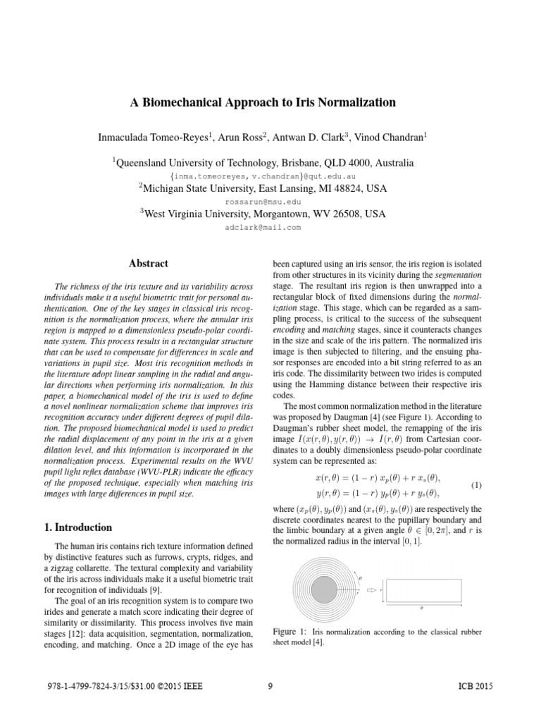 A Biomechanical Approach To Iris Normalization | PDF | Young's Modulus | Stress (Mechanics)