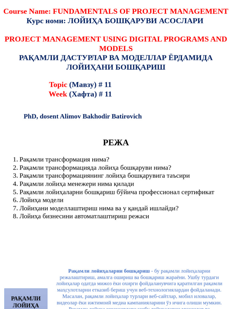 Fundamentals of Project Management_Week11_Project Management Using ...