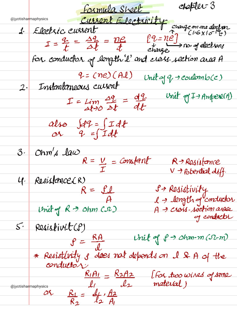 Chapter 3 Formula Sheet | PDF