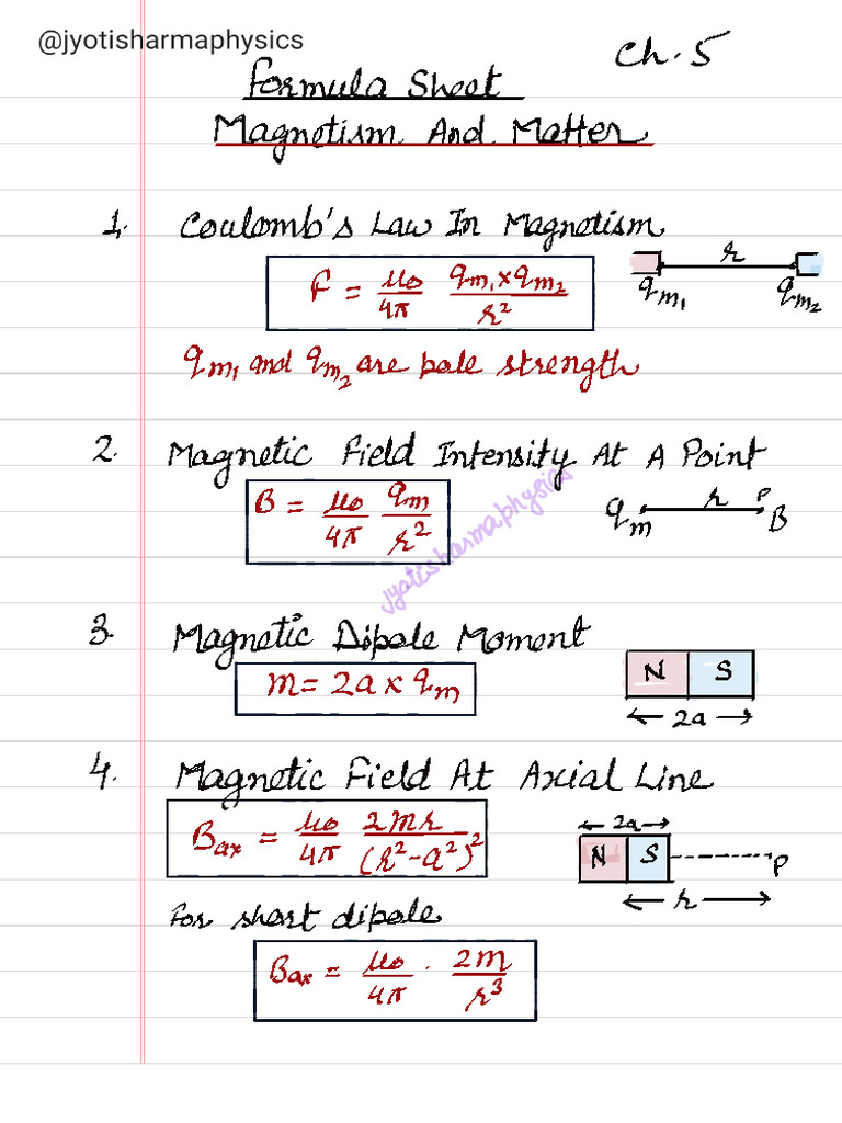 Chapter 5 Formula Sheet | PDF