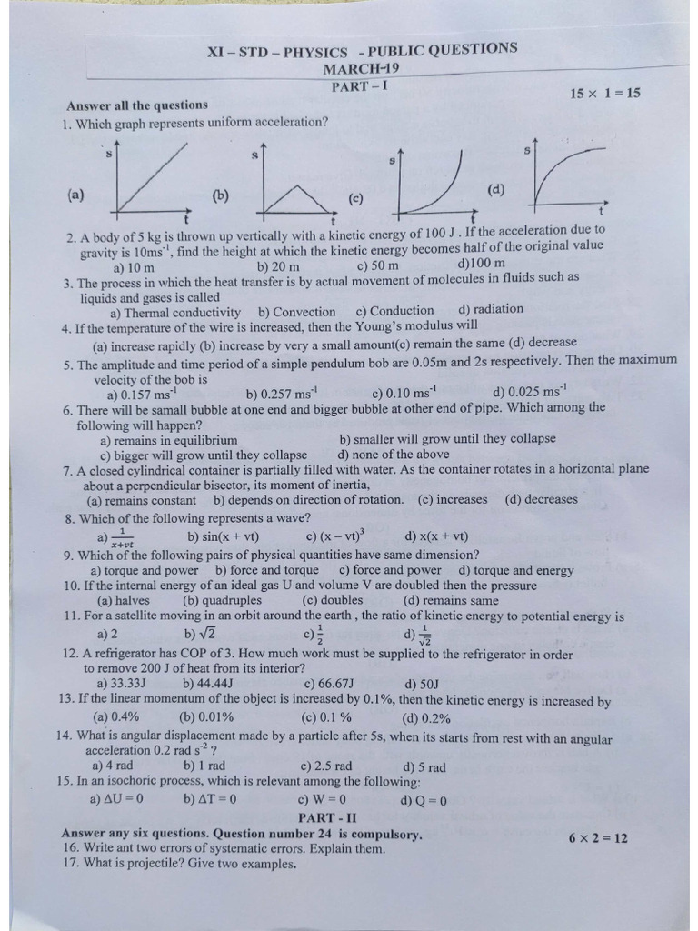 11th-Physics-EM-Public-Exam-Model-Question-Paper-English-Medium-PDF-Download | PDF
