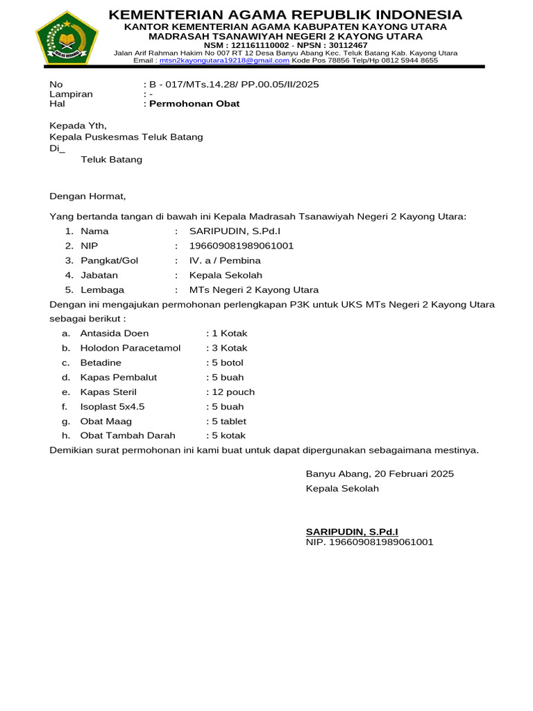 SURAT Permohonan ke Puskesmas | PDF