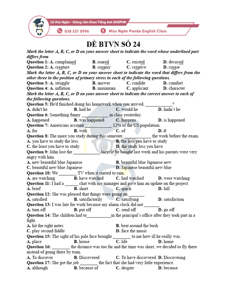 ĐỀ BTVN số 24 | PDF | Underwater Diving | Scuba Diving