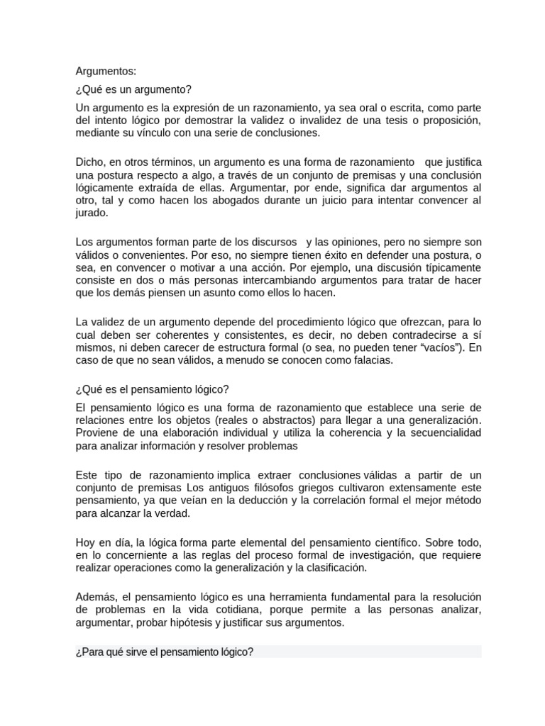 Tipos y Estructura de Argumentos Lógicos | PDF | Argumento ...