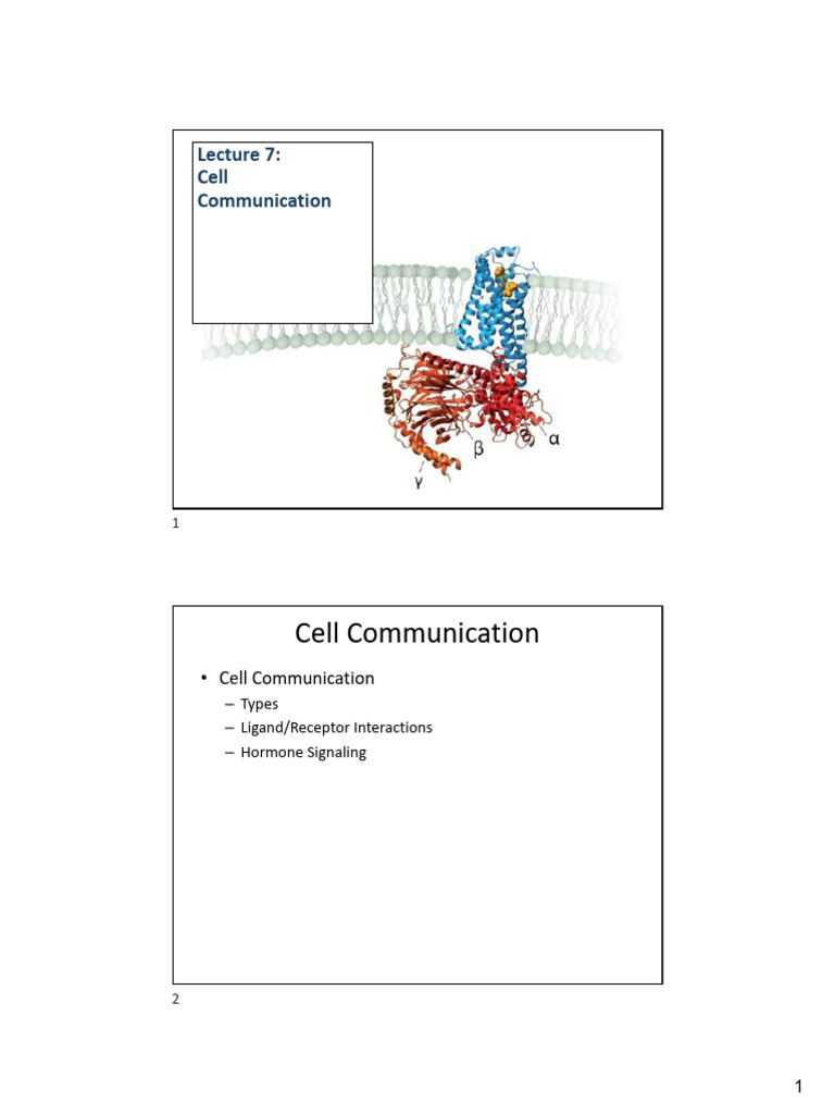 BIO6 Lecture7 CellCommunication PDF | PDF | Cell Signaling | Hormone