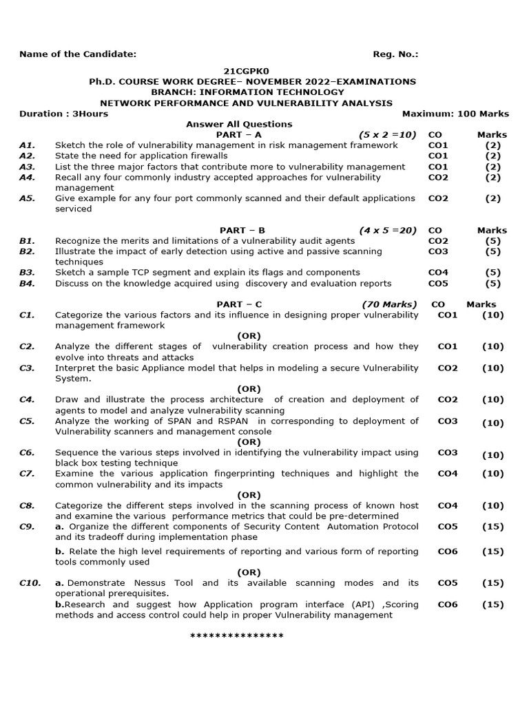Network Vulnerability QP | PDF | Computing