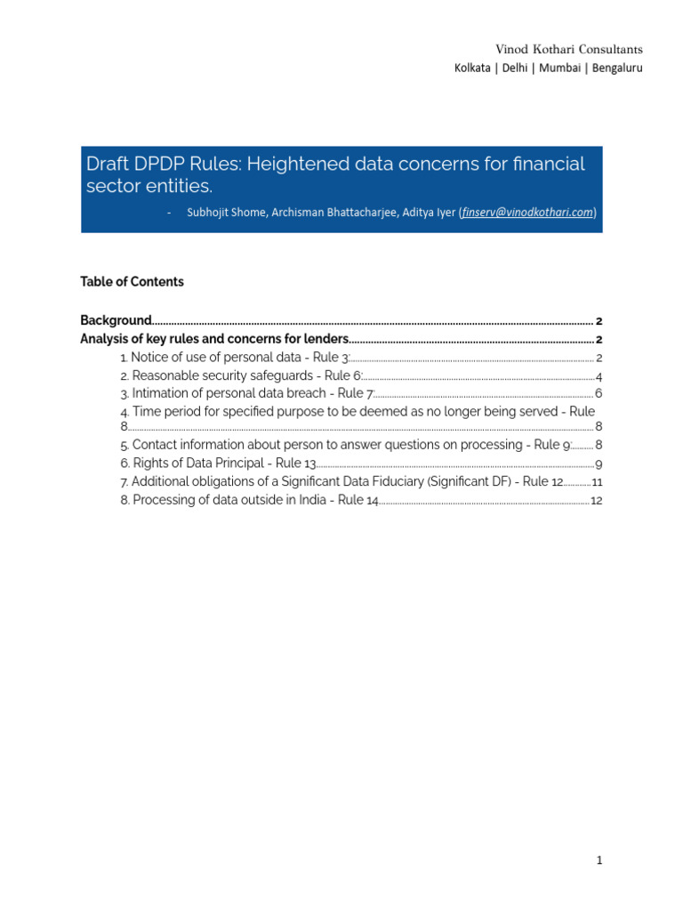 Draft-DPDP-Rules_-Heightened-data-concerns-for-financial-sector-entities- | PDF | Loans | Consent