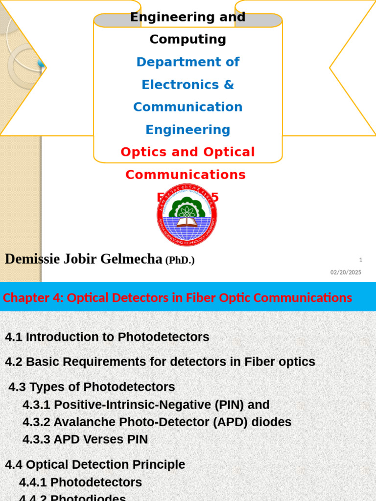 Chapter 4 Optical Detectors | PDF | Diode | Semiconductors