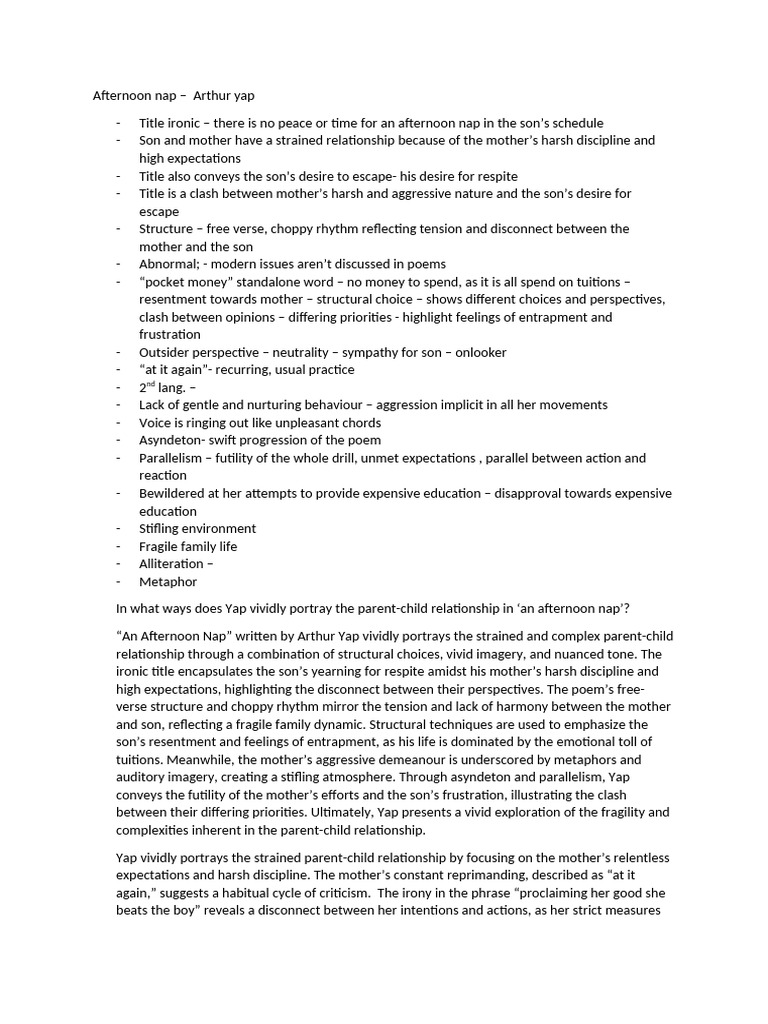 Afternoon Nap by Arthur Yap | PDF | Poetry