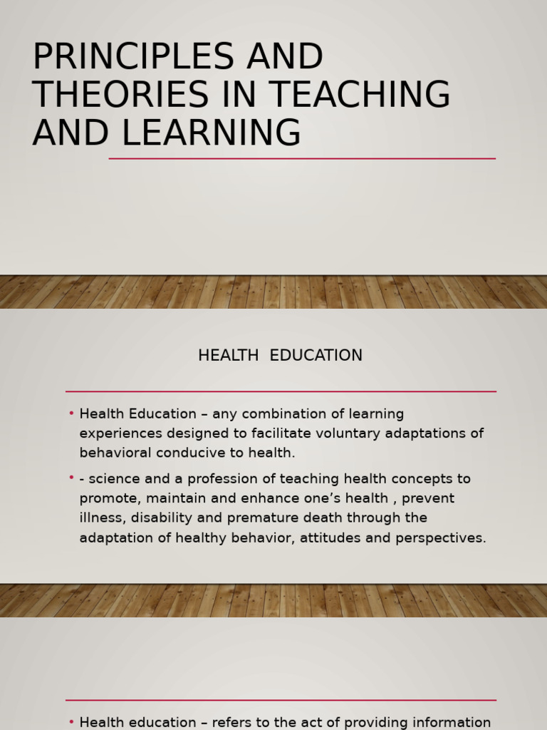 Health Education: Principles and Theories | PDF | Classical Conditioning | Learning