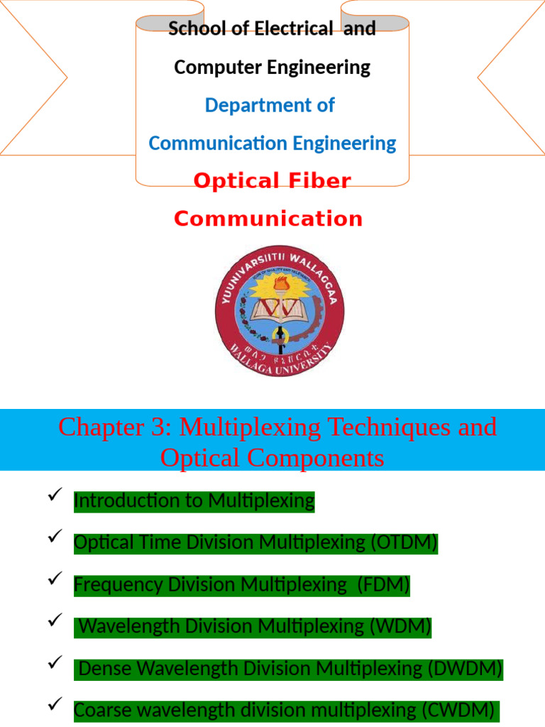 Chapter-3 Optical Multiplexing | PDF | Wavelength Division Multiplexing | Fiber Optic Communication